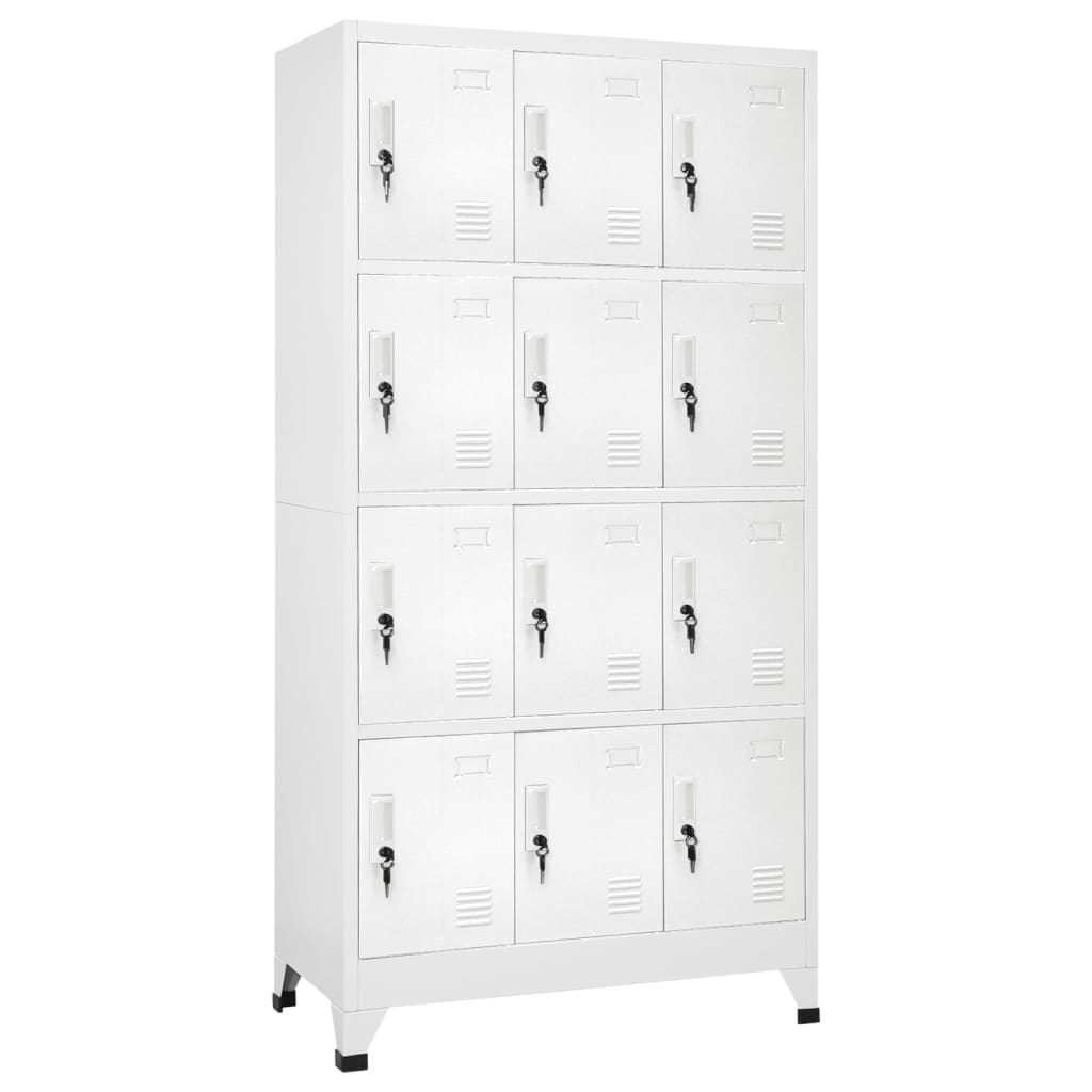 vidaXL Locker Cabinet Steel 12 Compartment Storage Office Sport ...