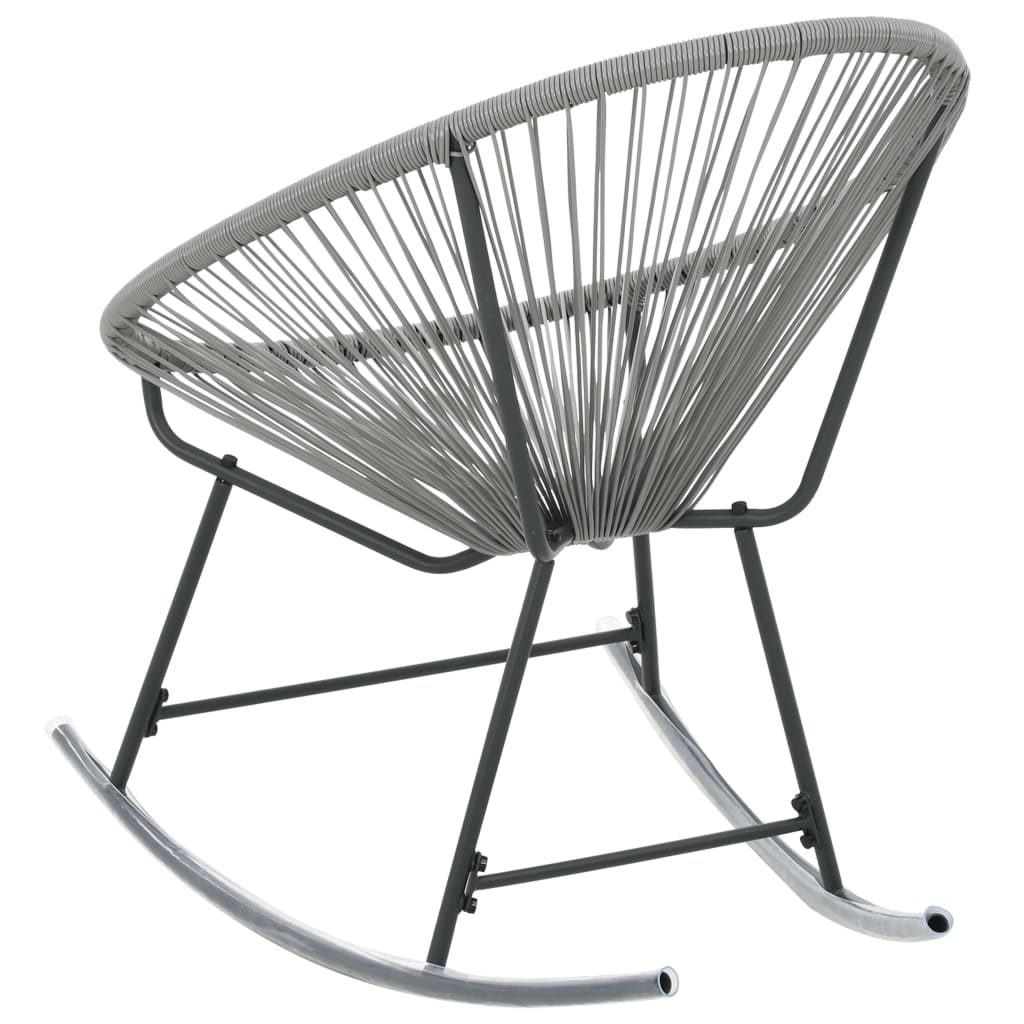 vidaXL Outdoor Rocking Moon Chair Grey Poly Rattan Outdoor Seating ...