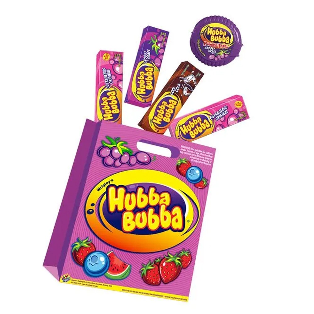 5pc Hubba Bubba Kids Showbag w/Original/Strawberry/Grapes Lollies ...