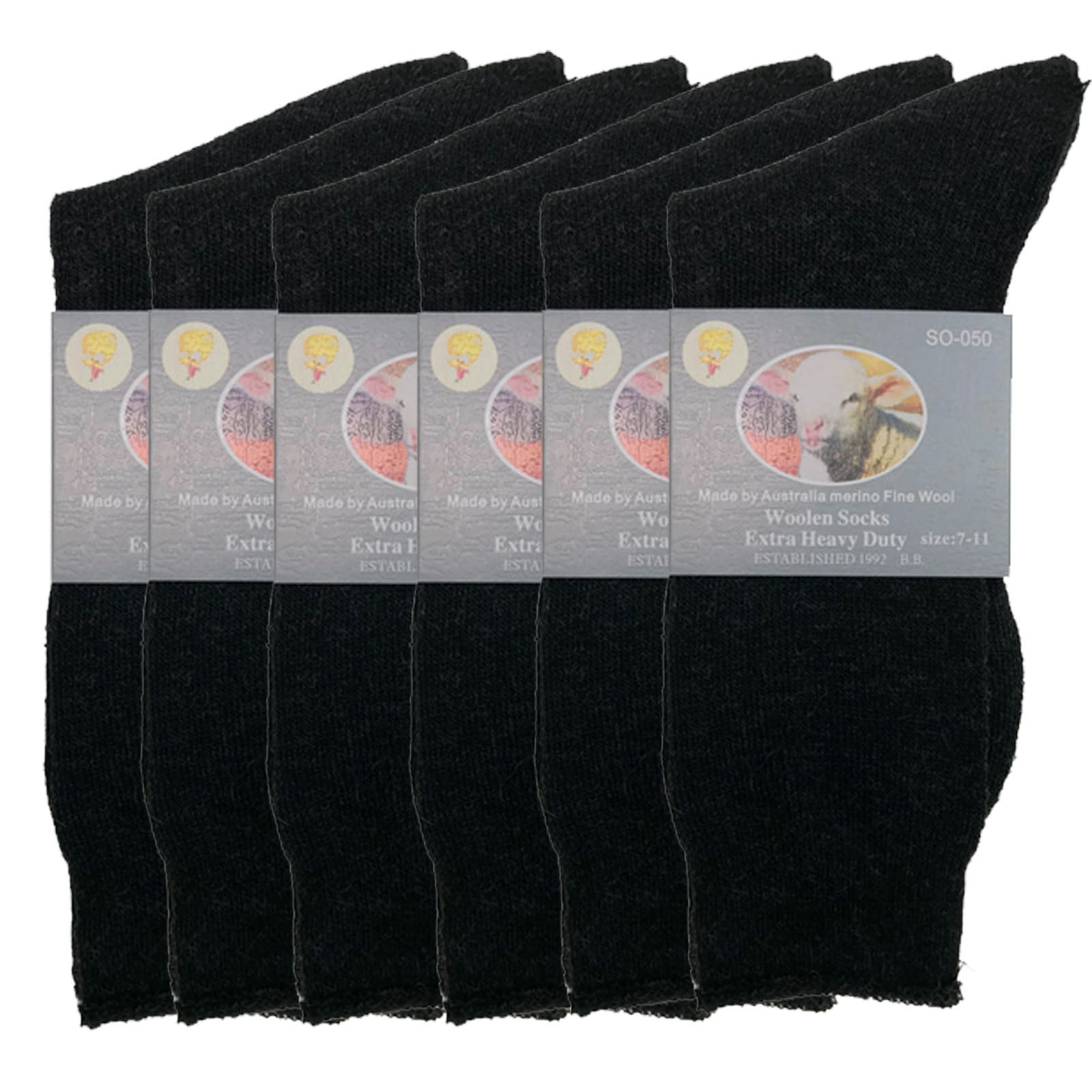 Merino-Wool Socks 6 Pairs Merino Wool Blend Work Socks – Heavy Duty ...
