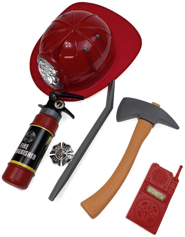 6pcs FIREMAN SET Kids Fire Chief Helmet Costume Halloween Book Week Kit ...