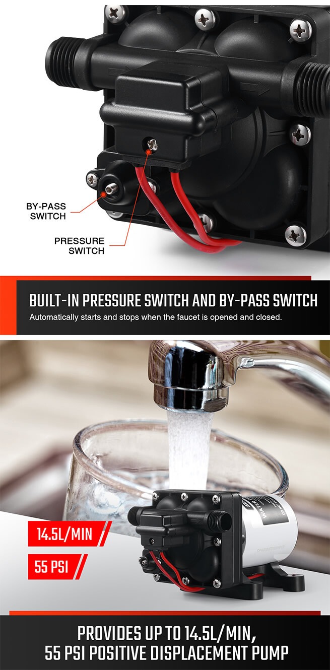 Buy DC 12V 14.5L/min self-priming Water Pressure Diaphragm Pump Caravan ...