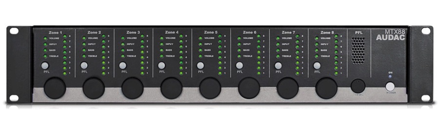 MTX88 AUDAC 8 Zone Multi Zone Audio Matrix Mixer With Web Based Control ...