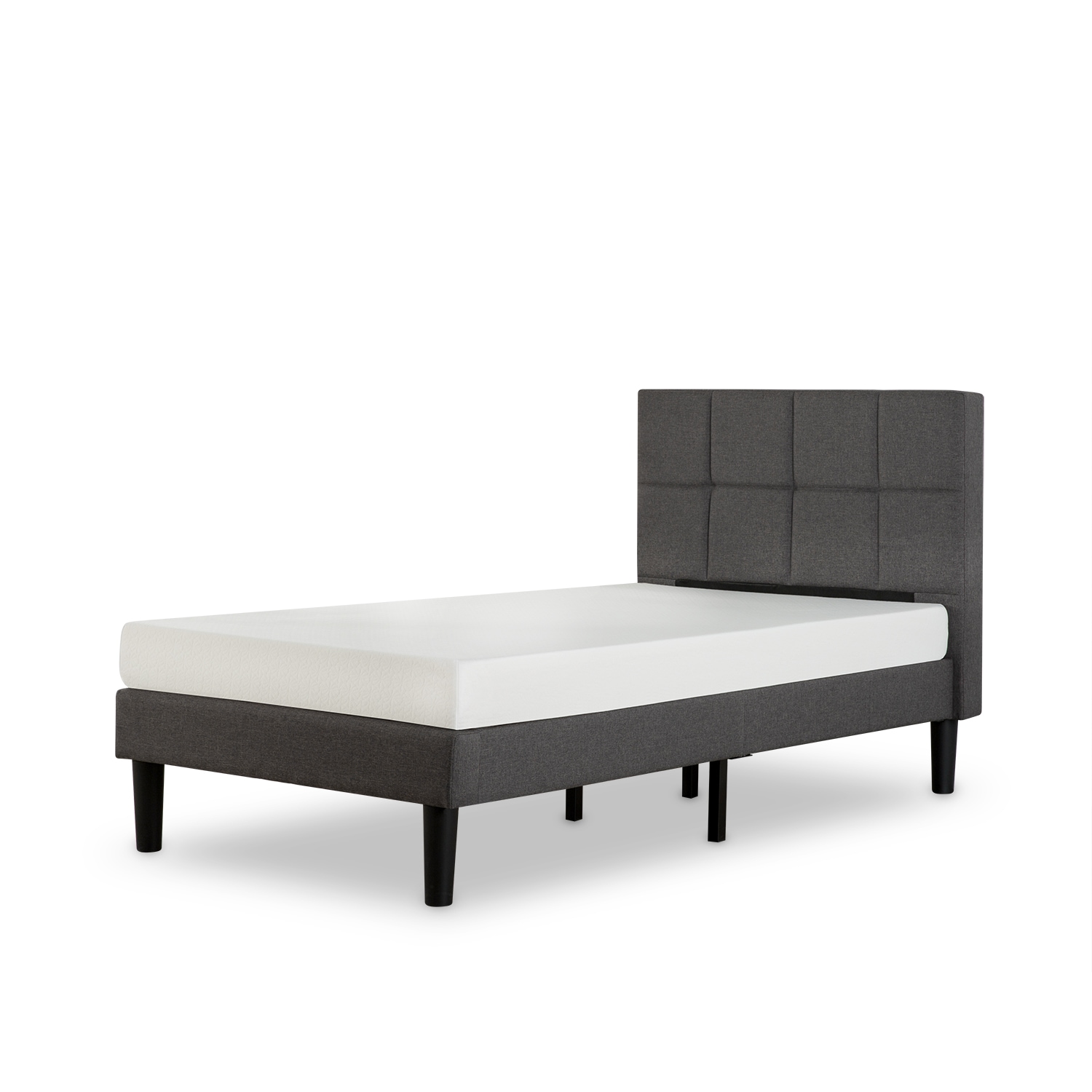 Zinus Classic Upholstered Fabric Bed Frame Dark Grey Geometric Square ...