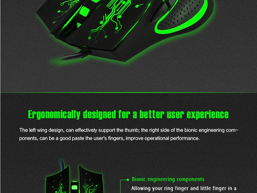 Buy iMice USB Wired Gaming Mouse Ergonomic LED Backlight Optical Mouse ...
